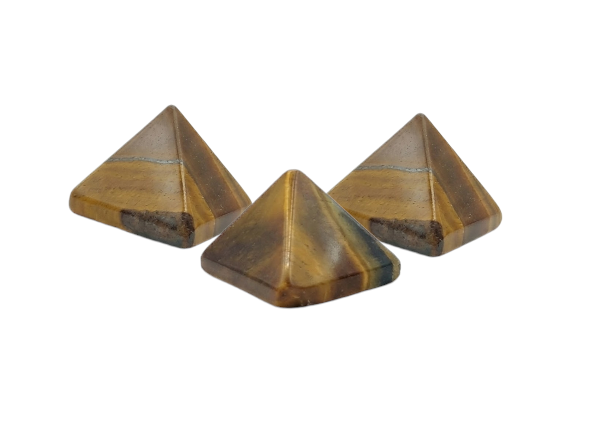 SET DE TRES PIRÁMIDES DE OJO DE TIGRE – MineraliA